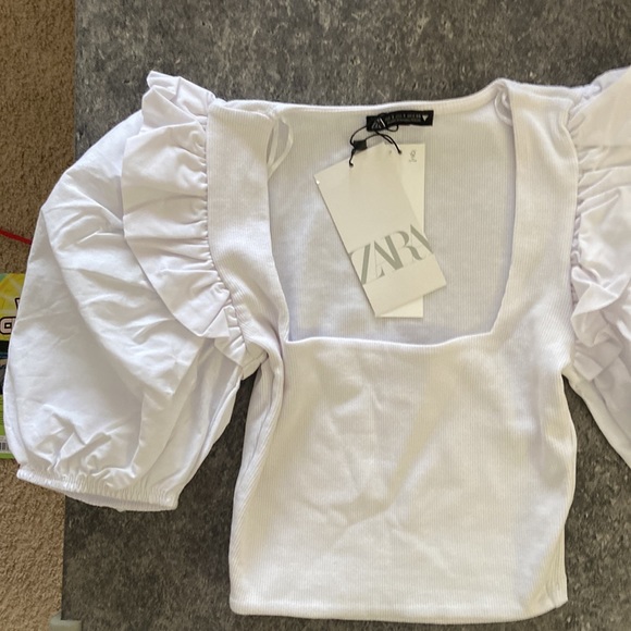 Zara | Tops | Nwt Zara Square Neck Cropped Blouse Size S | Poshmark